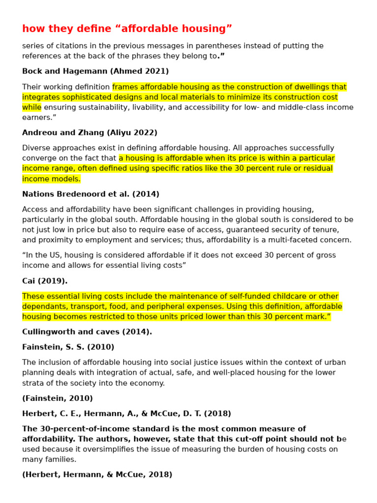 Housing Affordability 1 | PDF | Cost Of Living | Methodology