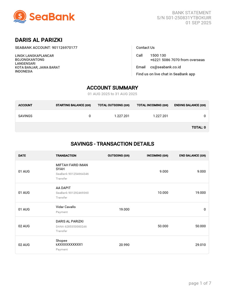SeaBank Account Statement Summary | PDF | Applications Of Cryptography ...