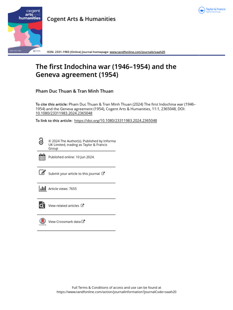The First Indochina War 1946 1954 and The Geneva Agreement 1954 | PDF | French Indochina ...