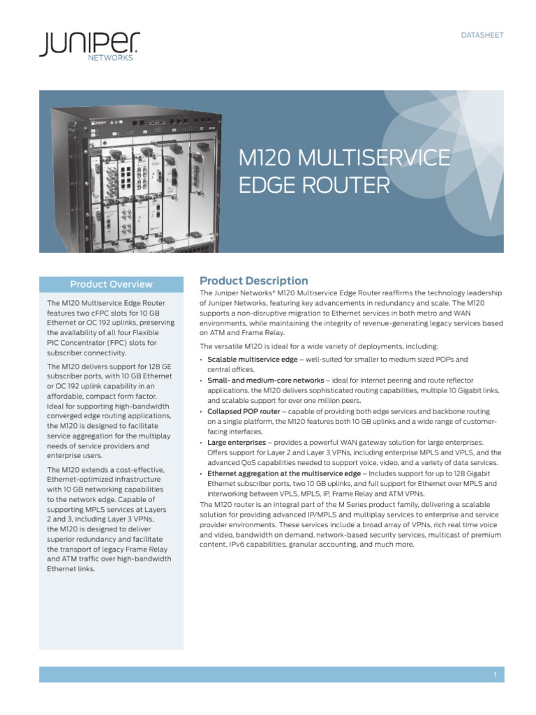 M120 Multiservice Edge Router: Product Description | PDF | Networking ...