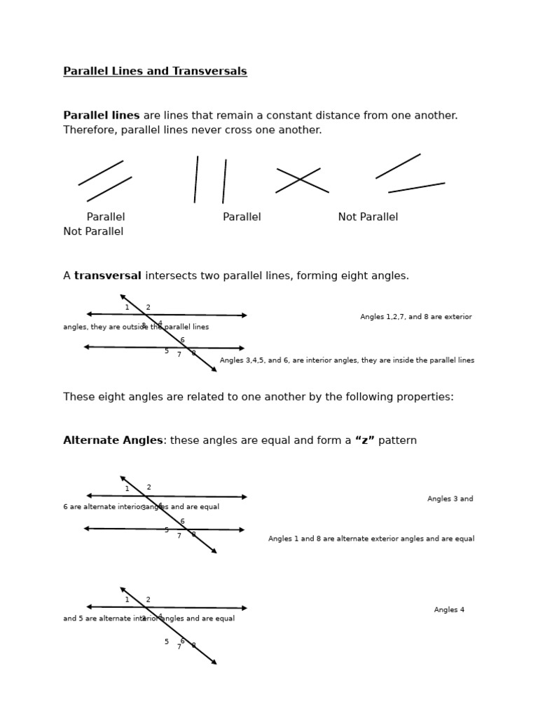 Parallel Lines and Transversal Notes | PDF | Angle | Euclid