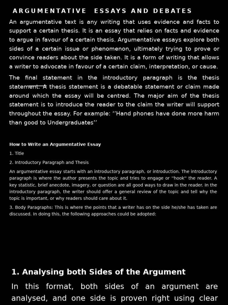 Writing Argumentative Essays & Debates | PDF | Argument | Essays