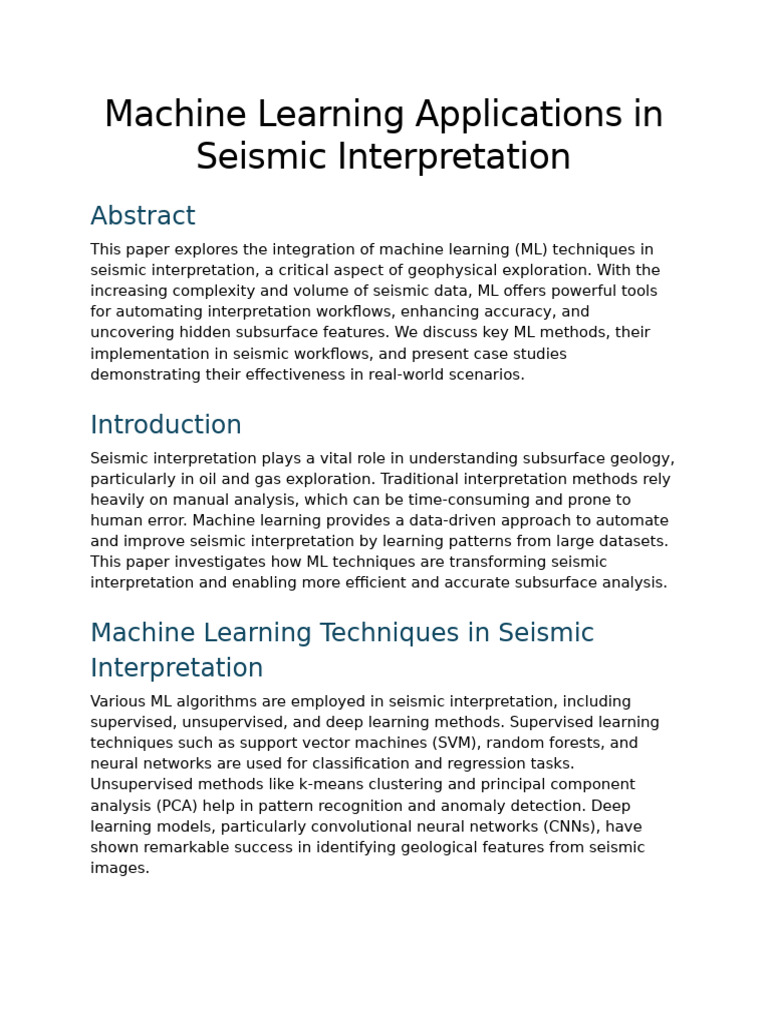 Machine Learning in Seismic Interpretation | PDF | Machine Learning ...