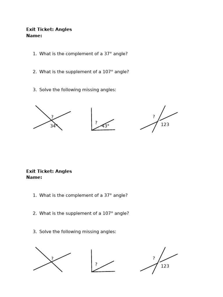 Angles Exit Ticket | PDF