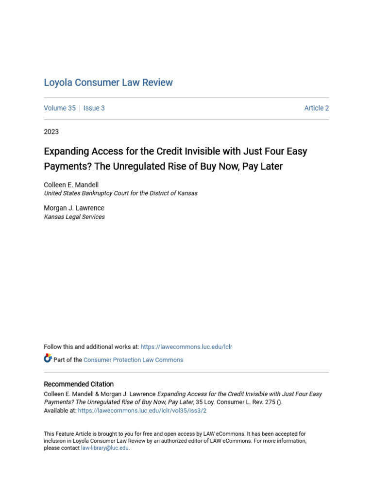 Expanding Access For The Credit Invisible With Just Four Easy Pay | PDF ...