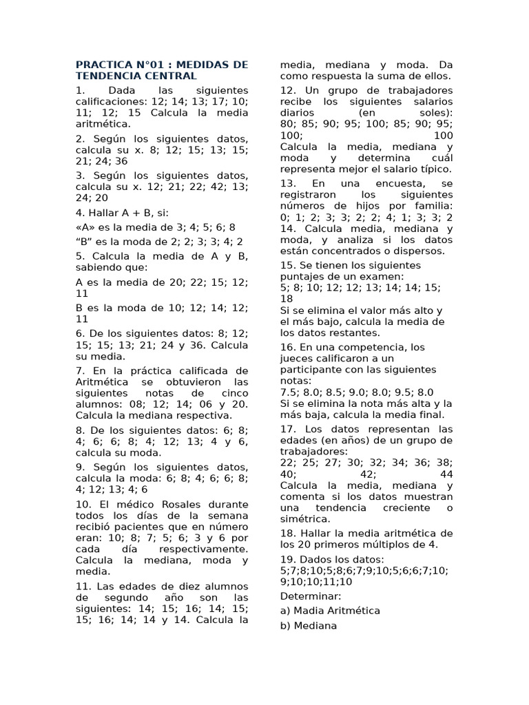 PRACTICA RM FORBES 1ro y 2do | PDF | Mediana