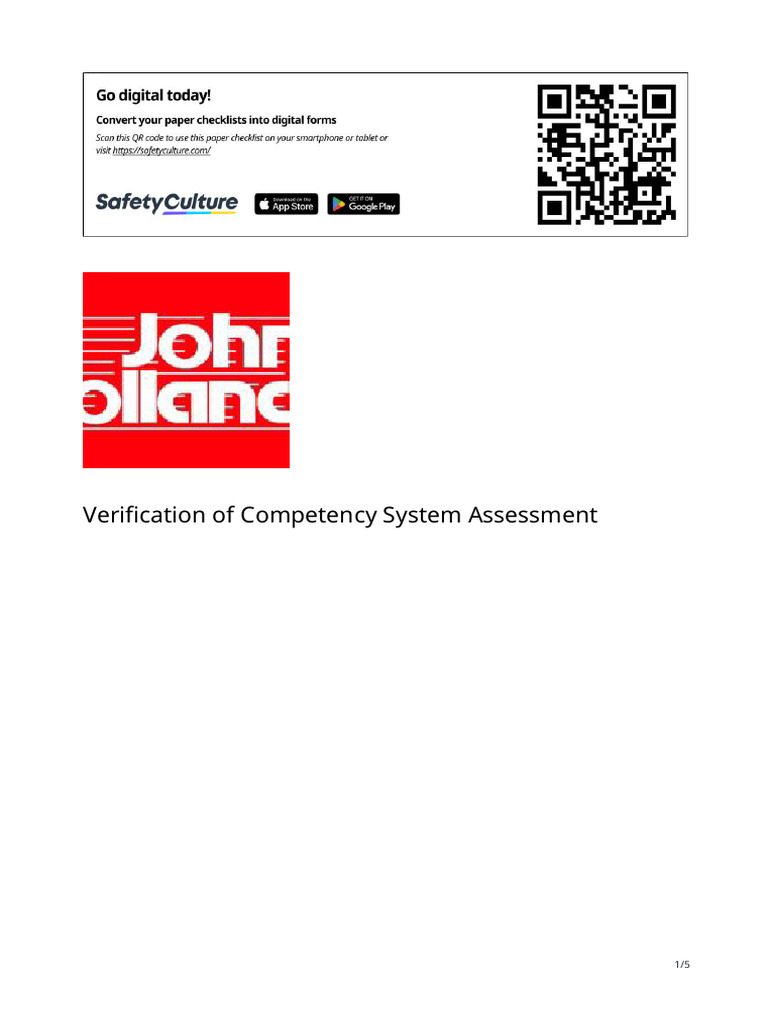 Verification of Competency System Assessment | PDF