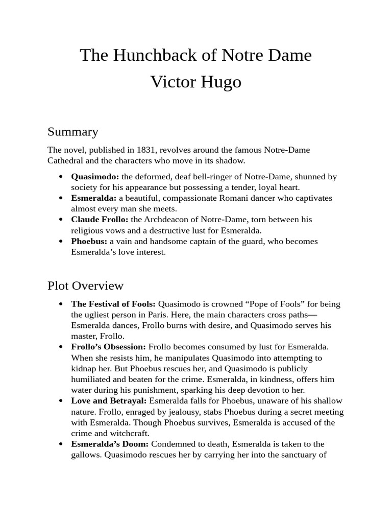 Hunchback of Notre-Dame Summary & Themes | PDF | Claude Frollo | Quasimodo