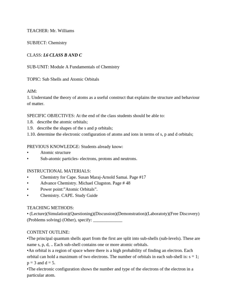 Sub Shells and Atomic Orbitals | PDF | Atomic Orbital | Electron Configuration