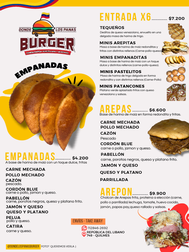 Menú Donde Los Panas Quilmes | PDF | Alimentos | Cocina