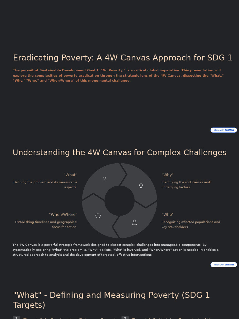 Eradicating Poverty A 4W Canvas Approach For SDG 1 | PDF | Poverty ...
