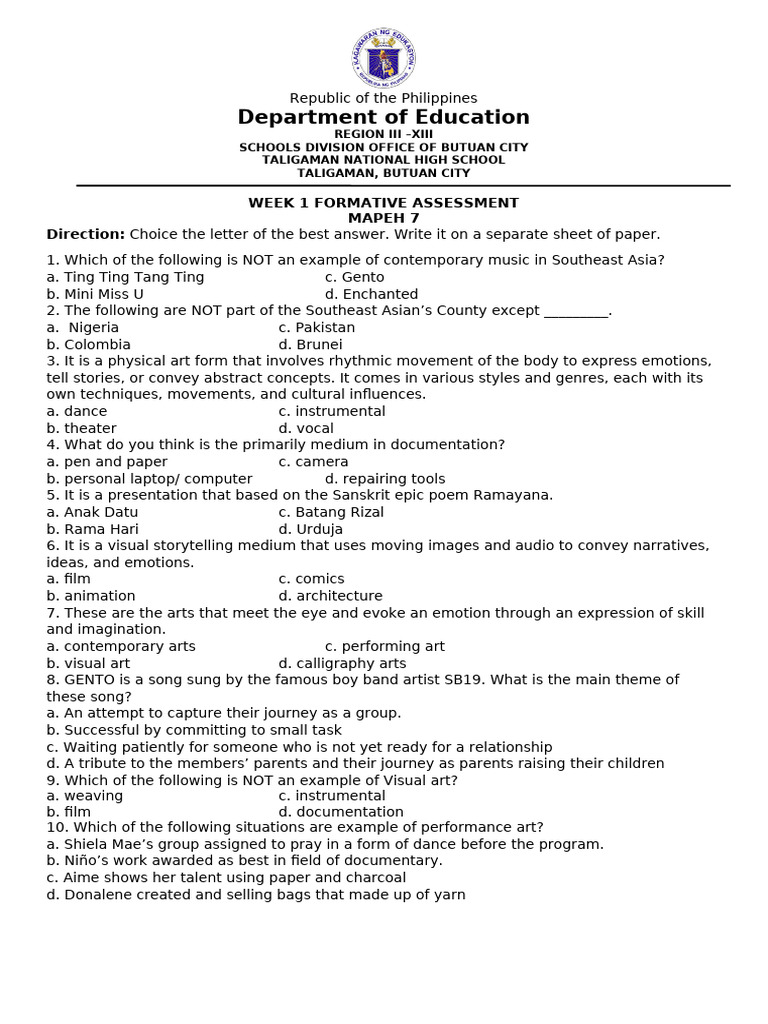 Week 1 Formative Assessment | PDF