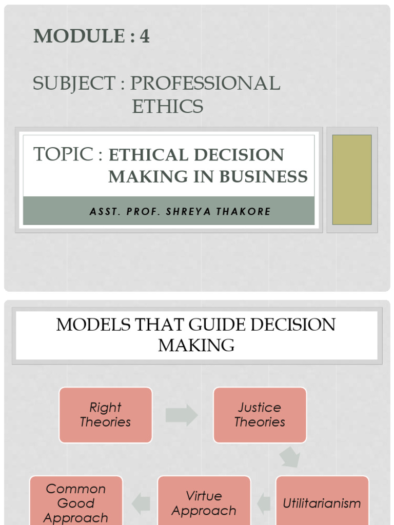 Ethical Decision Making Models in Business | PDF | Justice | Crime ...