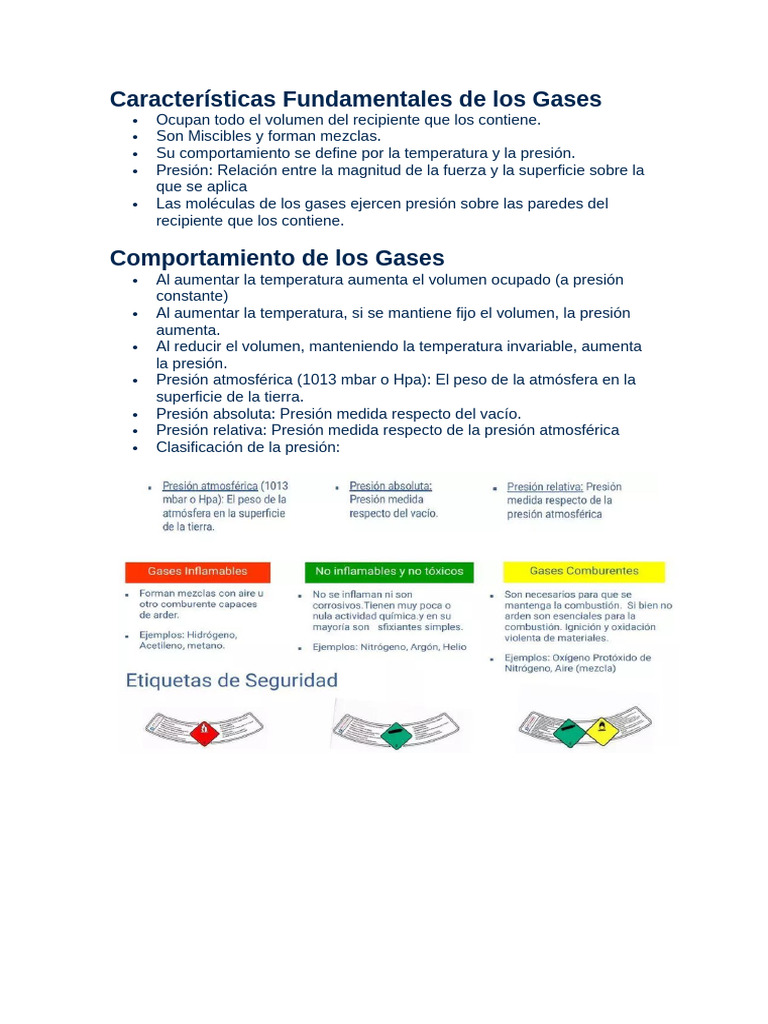 COMPORTAMIENTO de LOS GASES Tema 1.1 Unidad 1 Segundo Periodo | PDF