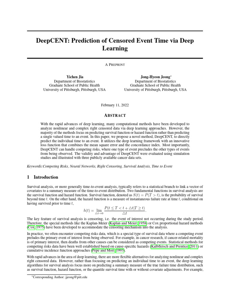 DeepCENT: Predicting Censored Event Time | PDF | Deep Learning ...