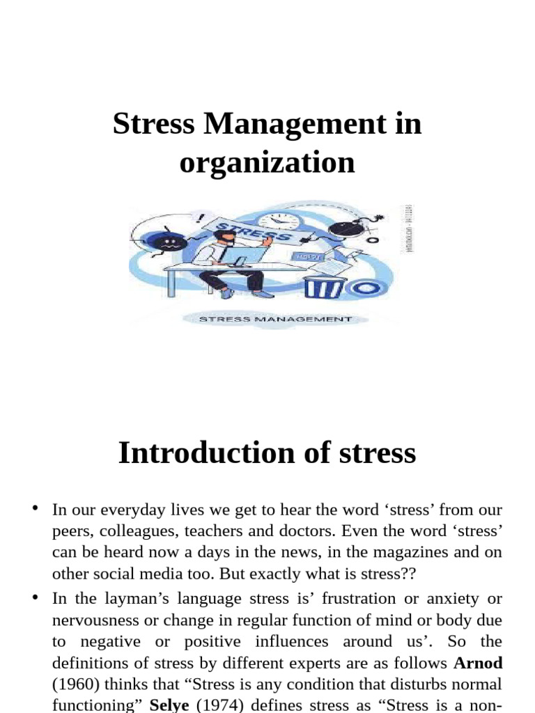 Stress Management in Organization | PDF | Stress (Biology) | Psychology