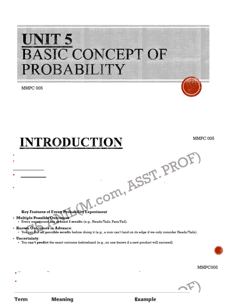 Basic Concept of Probability | PDF | Probability | Probability And ...