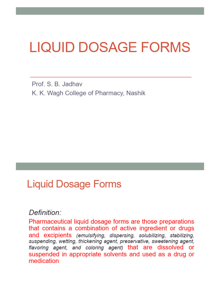 Understanding Liquid Dosage Forms | PDF | Pharmaceutical Formulation ...