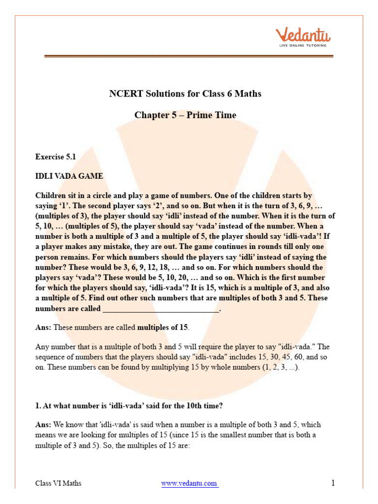 Ncert Solutions Class 6 Maths Chapter 5 Exercise 5 1 | PDF | Chess