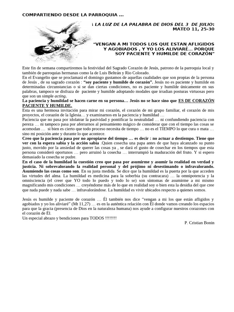 Paciencia y Humildad Pero de Corazón | PDF | Jesús