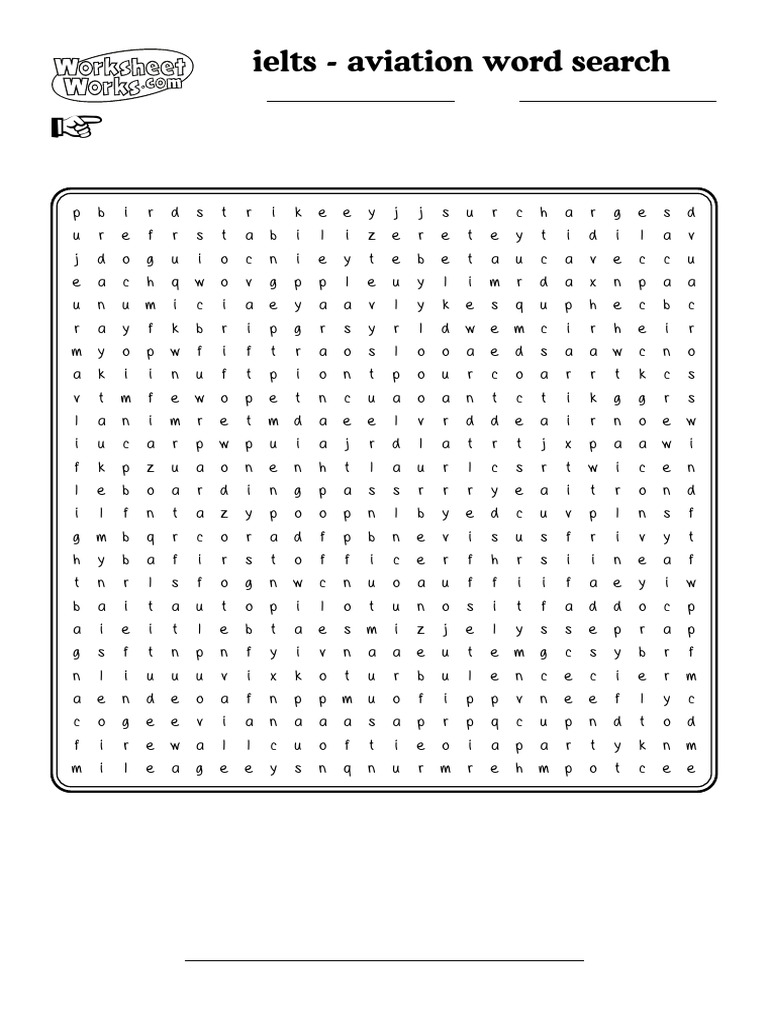 WorksheetWorks Ielts Aviation Word Search 1 | PDF | Word Search | Airlines