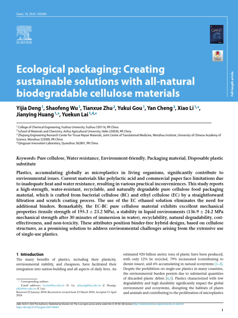Sustainable Cellulose Packaging Solutions | PDF | Plastic | Cellulose