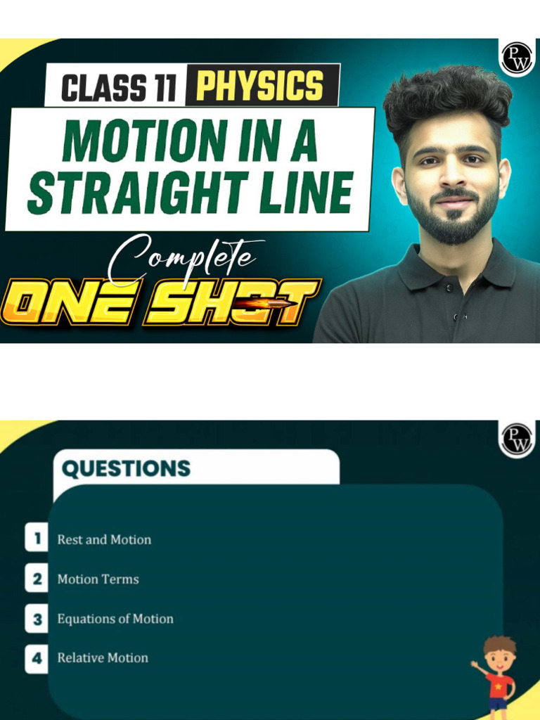 Motion in A Straight Line - Class Notes | PDF