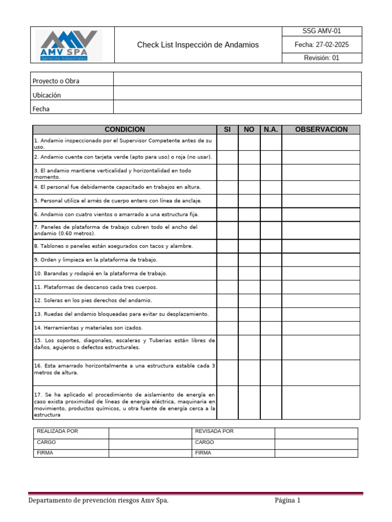 Check List Andamios | PDF