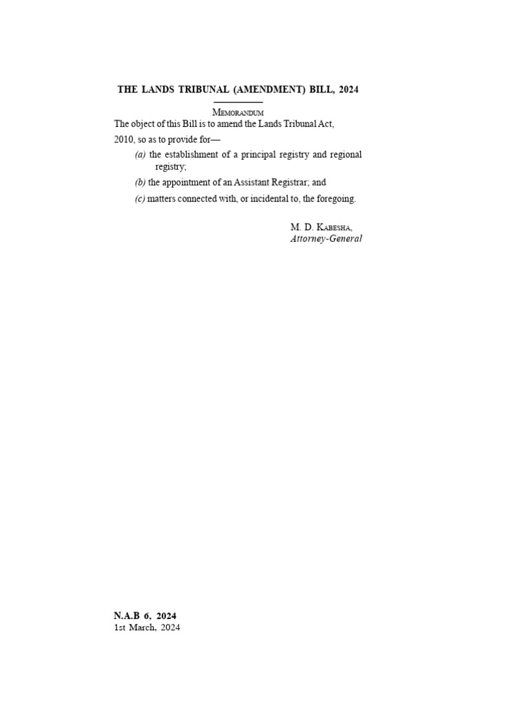 Lands Tribunal Amendment Bill 2024 | PDF | Justice | Crime & Violence