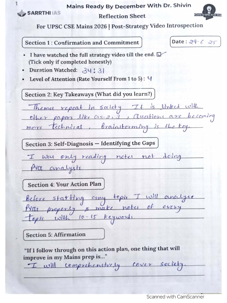 Reflection Sheet 29 | PDF