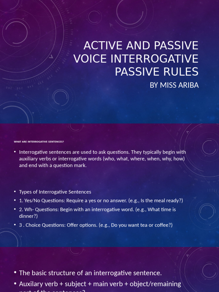 Interrogative Sentences: Active vs. Passive | PDF | Verb | Subject ...