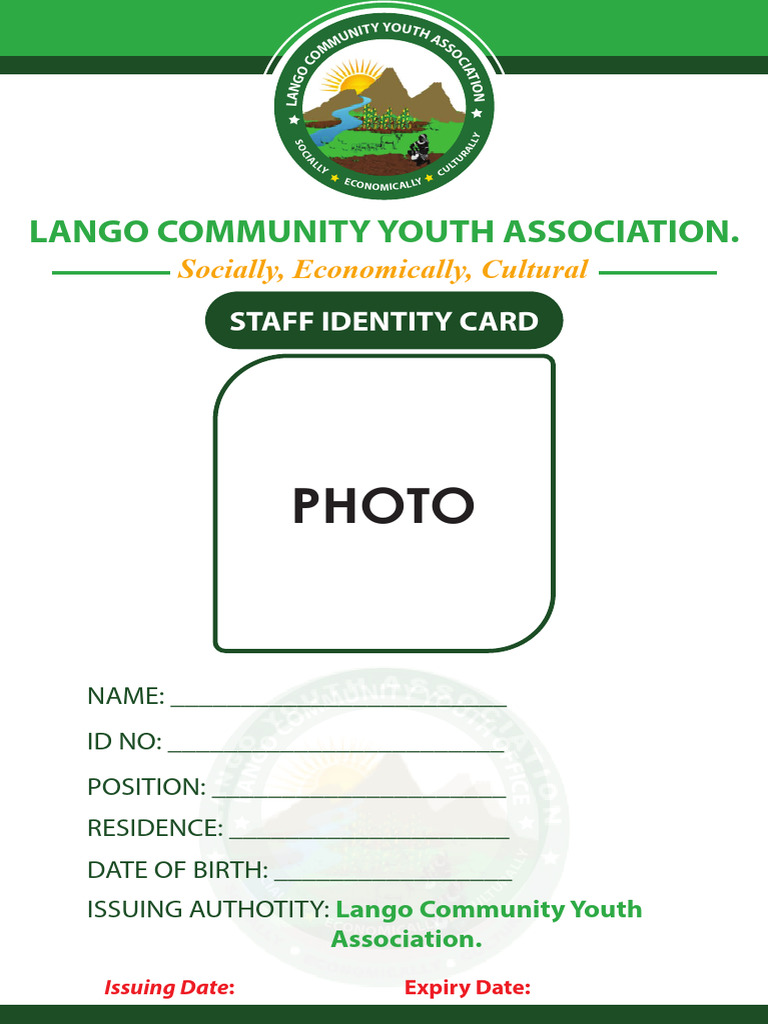Lango Community Youth ID Card Template | PDF | Authentication | Access ...