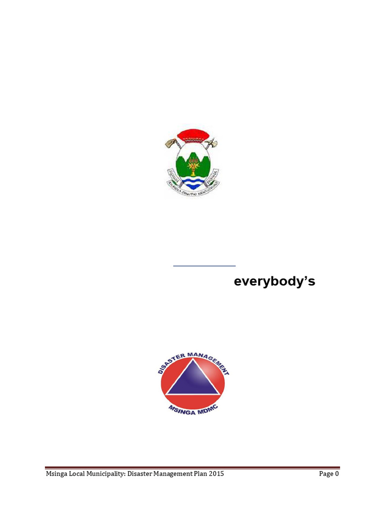 Msinga LM Disaster Management Plan 2015 | PDF | Hazards | Disaster Risk ...