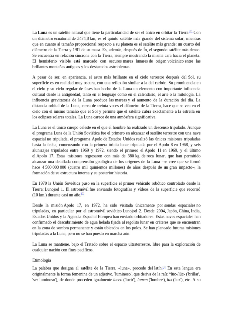 Satilite de La Tierra La LUNA | PDF | Luna | Tierra