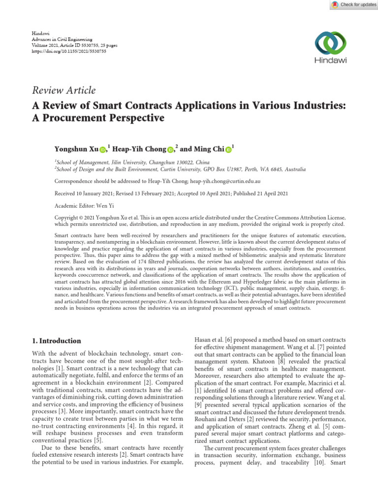 Smart Contracts in Procurement: A Review | PDF