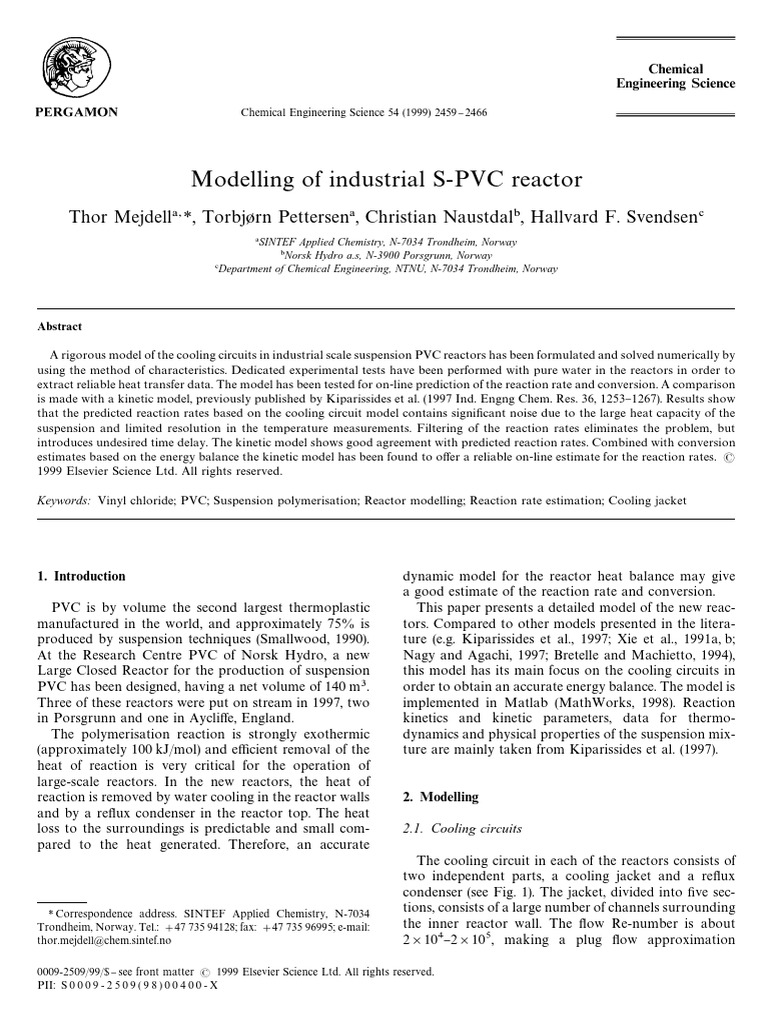 PVC Reactor Cooling Circuit Model | PDF | Physical Chemistry ...