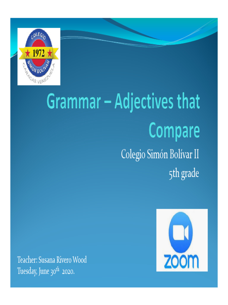 Zoom Presentation - Grammar - 5th Grade - Adjectives That Compare | PDF ...