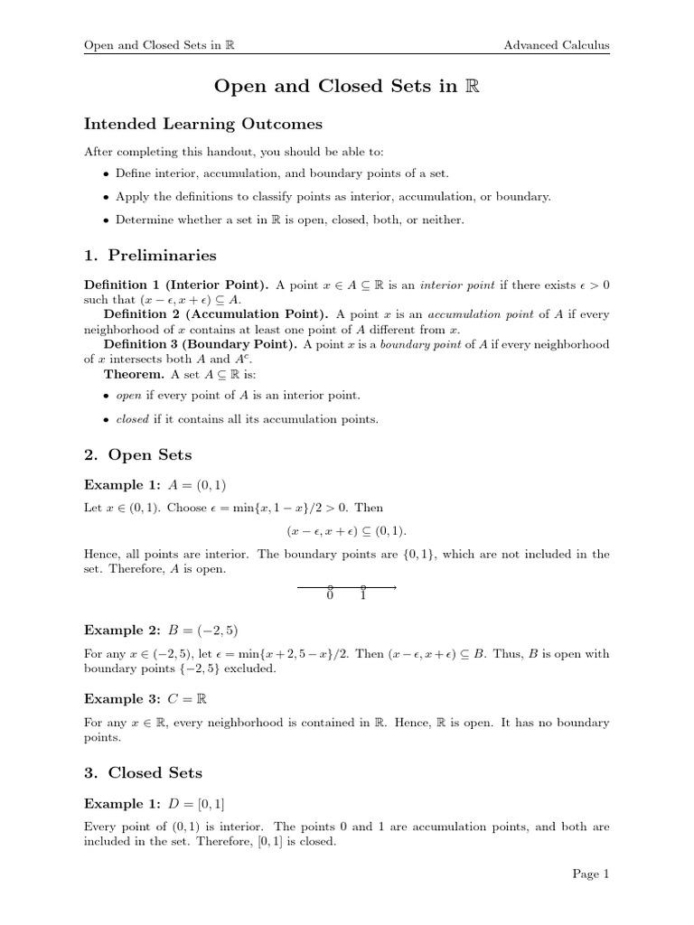 3 - Open and Closed Sets in R | PDF | Mathematics | Mathematical Analysis