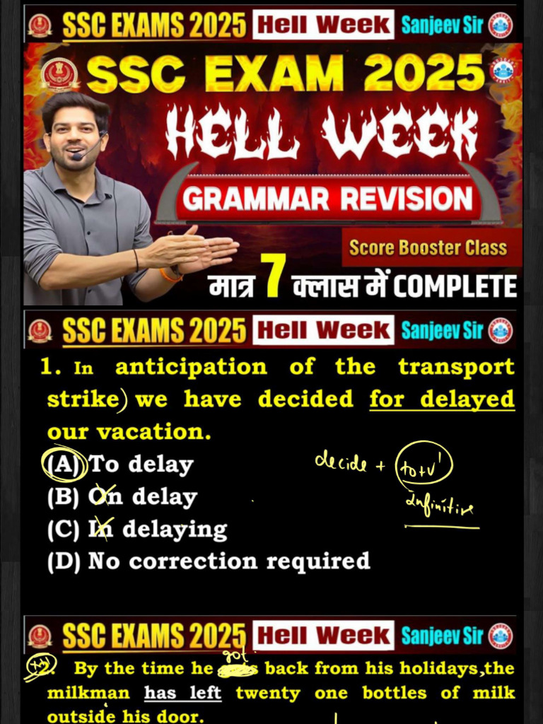 Class - 05 Hell Week (Grammar) | PDF