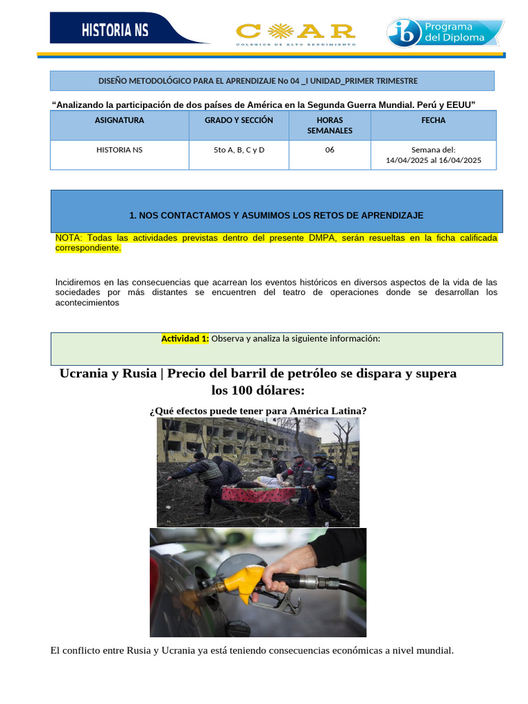 DMpA 04 - HISTORIA NS - QUINTO 20205 | PDF | Perú | Los Estados Unidos