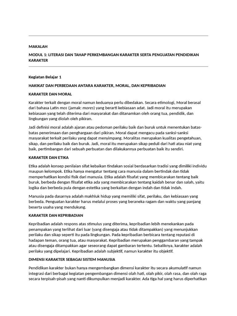 Makalah Kelompok 1 Literasi Karakter | PDF