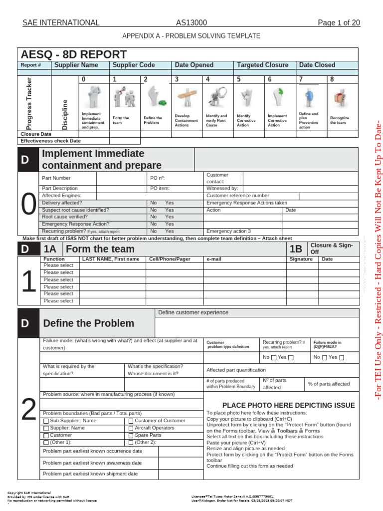 SAE AS13000 (Rev.14) - 8D - Form | PDF
