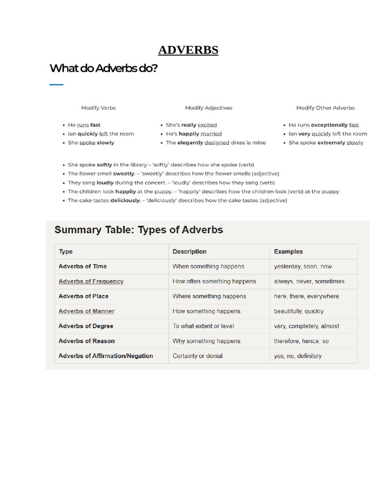 Understanding Adverbs and Their Clauses | PDF | Subject (Grammar) | Adverb