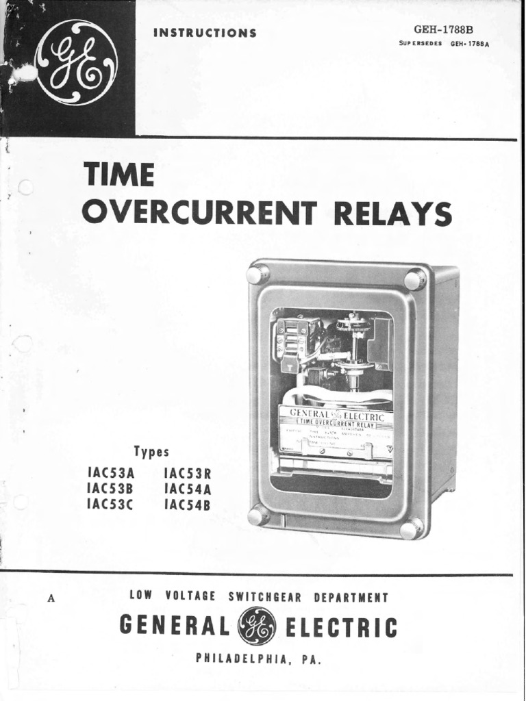 GEH-1788B Time Overcurrent Relays Types IAC53A, B, C, R,54A, B | PDF