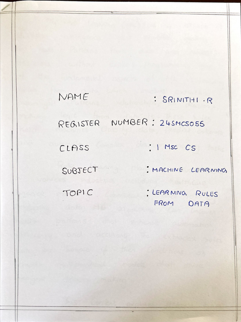 SRINITHI R Machine Learning Assignment 1 | PDF