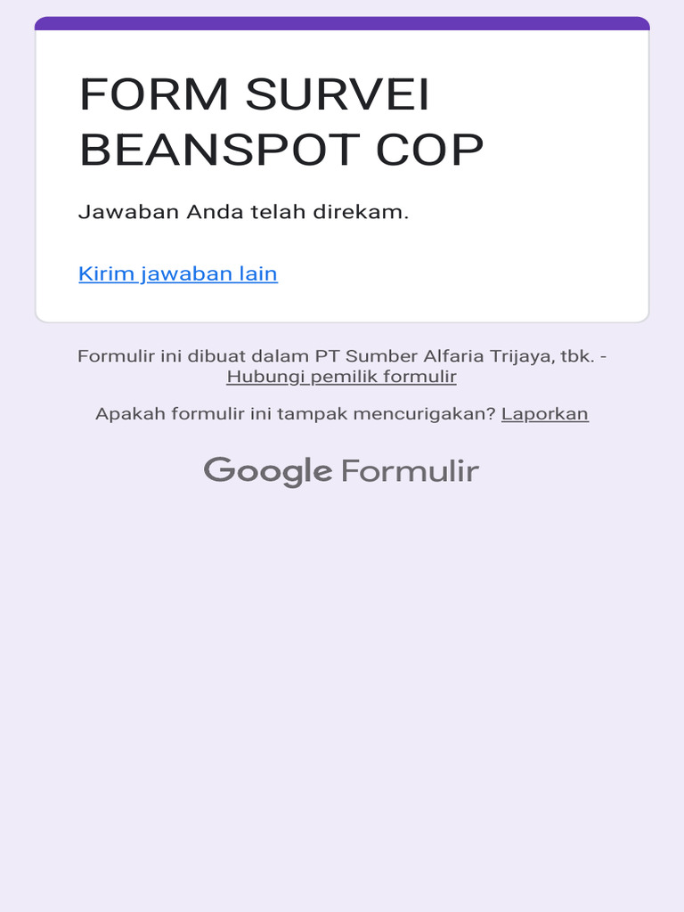 Form Survei Beanspot Cop | PDF