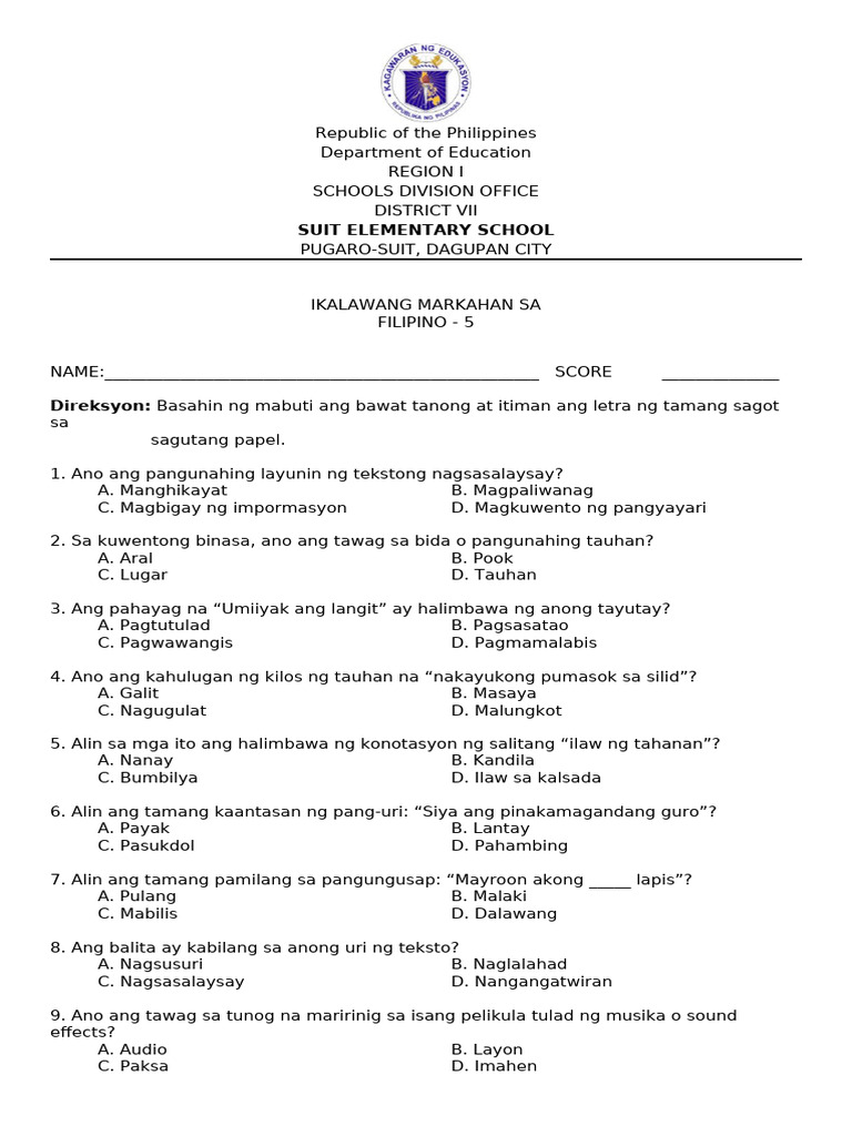g5 Fil Pt q2 Revised K-12 | PDF