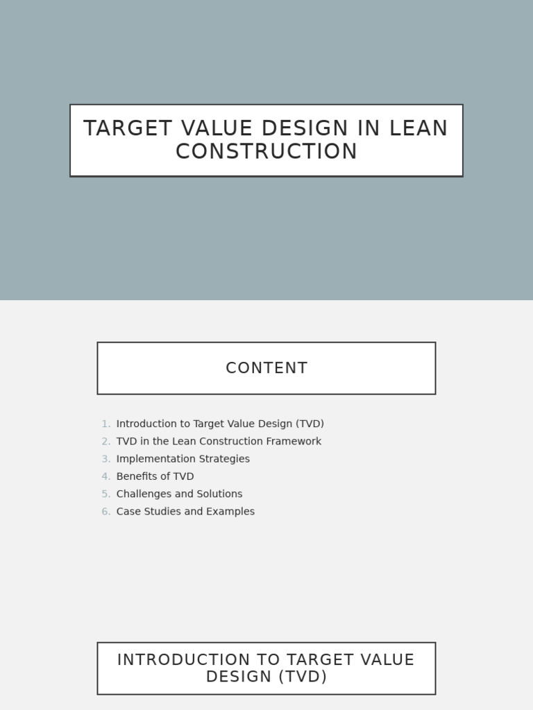 Target Value Design in Lean Construction | PDF | Lean Manufacturing ...