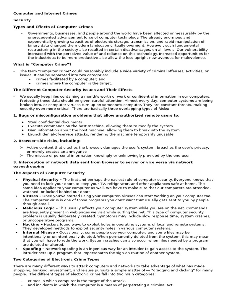 Computer and Internet Crimes | PDF | Information Security | Computer ...