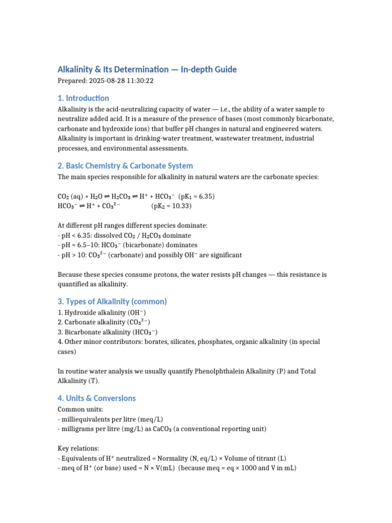 Alkalinity Determination Detailed | PDF | Alkalinity | Titration
